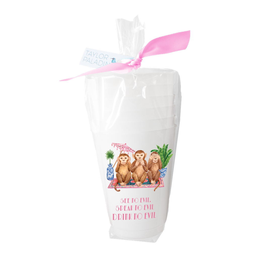 Drink No Evil Monkeys Frosted Cup - Sorelle Gifts